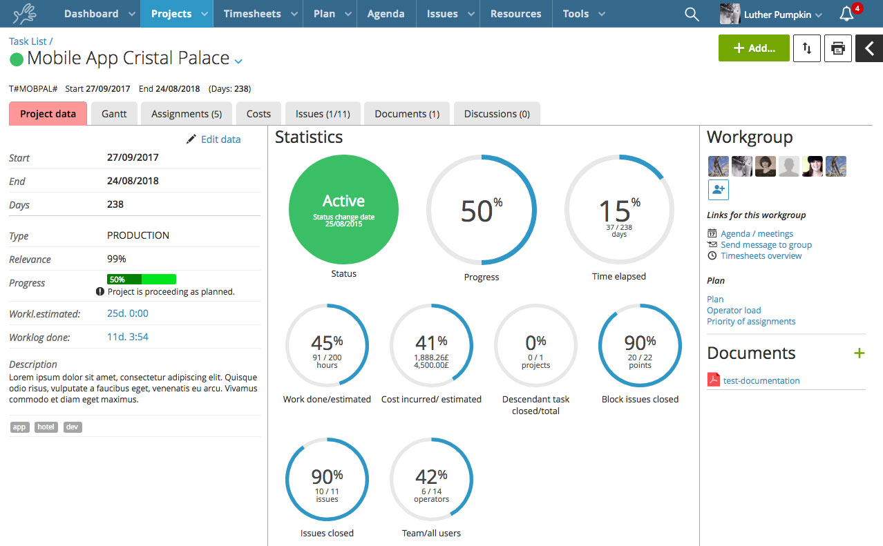Projects and Tasks | Twproject support