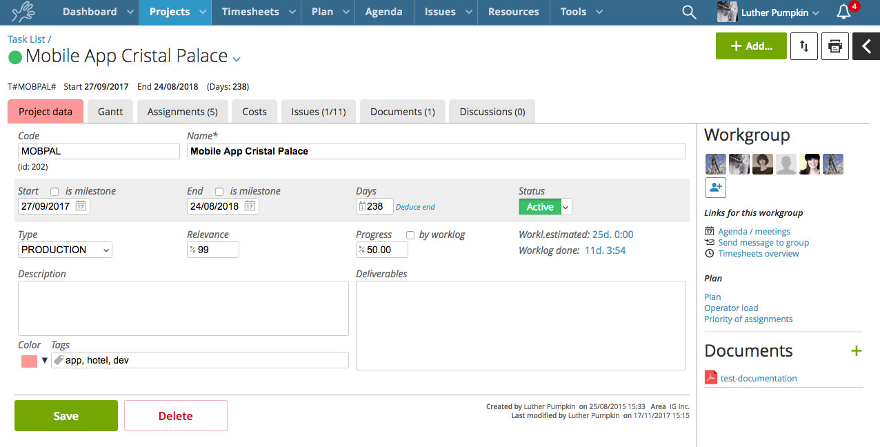 Work with projects | Twproject support